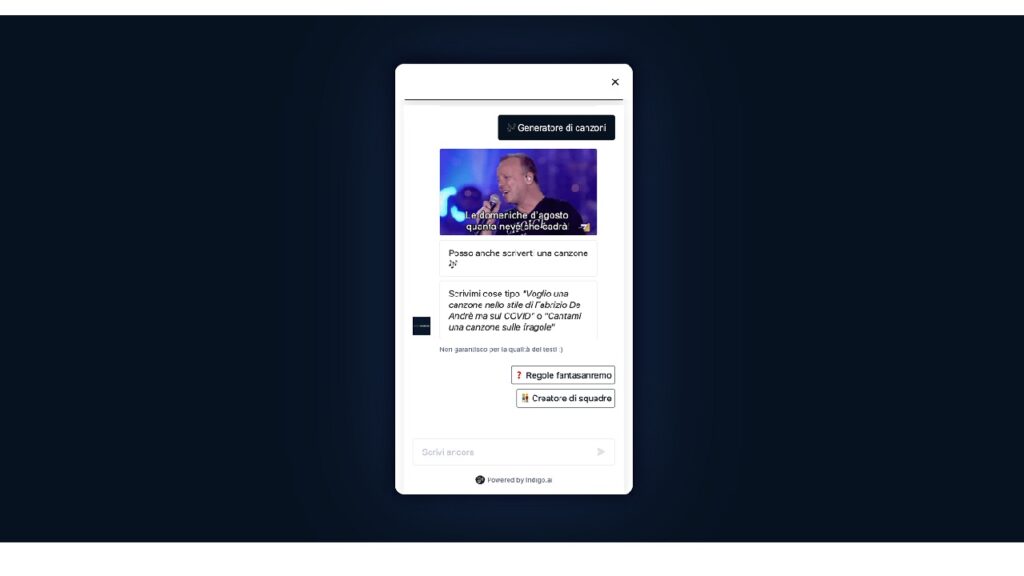 Sanremo-mania: Indigo.ai launches the chatbot to create songs